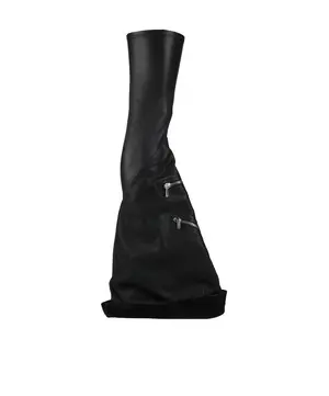 Rick Owens Over-the-knee Leather Boots With Zip Detailing - Black