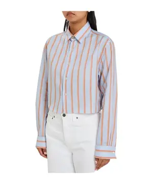 J.W.ANDERSON Striped Cropped Cotton-poplin Shirt