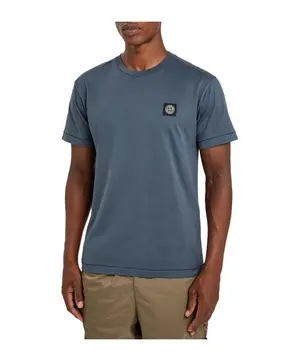 Stone Island Solid Colour Logo Cotton T-shirt