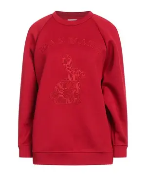 Max Mara Solid Color Crew Neck Long Sleeve Sweatshirt - Red