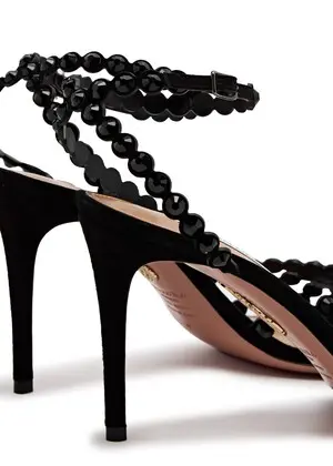 AQUAZZURA Tequila 85 Embellished Suede Sandals