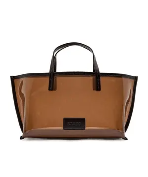 Staud Mini Leather And Pvc Tote - Brown