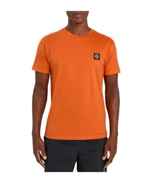 Stone Island Solid Colour Logo Cotton T-shirt