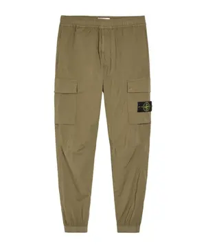 Stone Island Logo Stretch-cotton Cargo Trousers - Brown