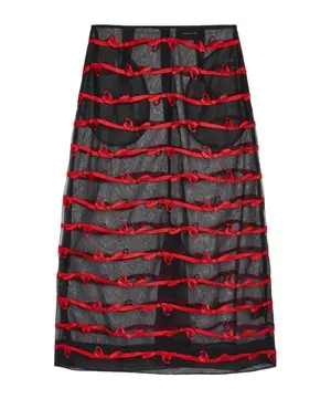 Simone Rocha Embroidered Sheer Tulle Midi Skirt