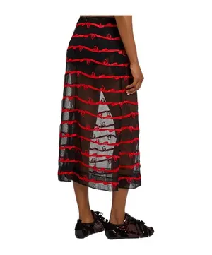 Simone Rocha Embroidered Sheer Tulle Midi Skirt