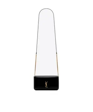 Saint Laurent Cassandre Phone Holder In Patent Leather Black