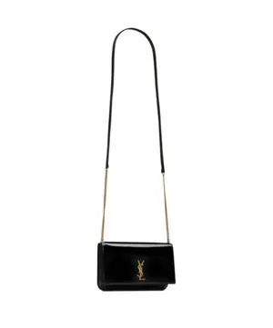 Saint Laurent Cassandre Phone Holder In Patent Leather - Black