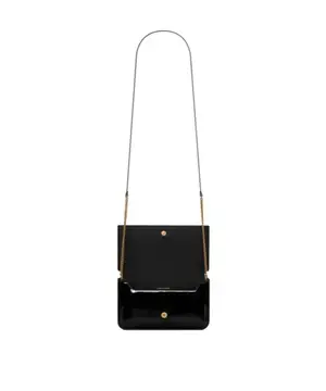 Saint Laurent Cassandre Phone Holder In Patent Leather - Black