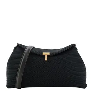 TOTEME T-lock Woven Clutch - Black