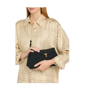 TOTEME T-lock Woven Clutch - Black