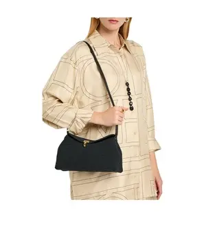 TOTEME T-lock Woven Clutch - Black