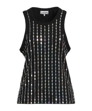 GANNI Sleeveless Knitted Top - Black