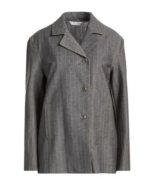 Max Mara Striped Single-breasted Blazer - Gray
