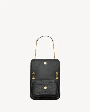 Saint Laurent Niki Baby In Vintage Leather With Chain Strap - Black
