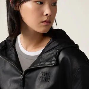 Miu Miu Nappa Leather Hoodie Jacket