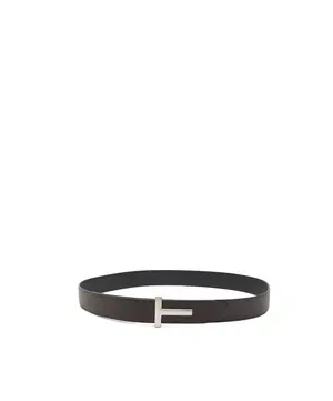 TOM FORD Reversible Grained Leather Belt - Black