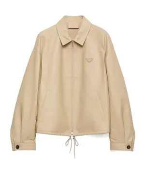 Prada Nappa Leather Blouson Jacket - Sand-colored