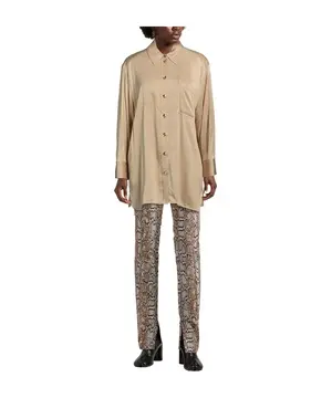 GANNI Solid Satin Long Sleeve Shirt