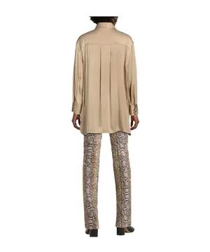 GANNI Solid Satin Long Sleeve Shirt