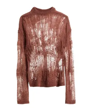 Rick Owens Stylish Solid Color Lightweight Knit Sweater - Brown