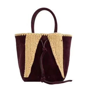 Gabriela Hearst Marija Small Raffia And Suede Tote Bag - Brown