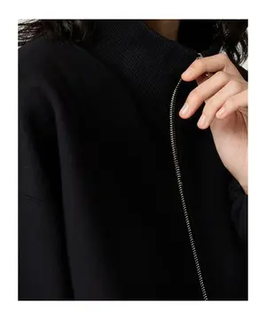 Miu Miu Oversized Cotton Fleece Sweatshirt With Embroidered Logo - Black