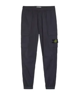 Stone Island Logo Stretch-cotton Cargo Trousers - Black