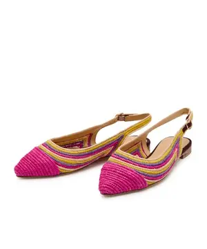 Gabriela Hearst Striped Raffia Slingback Flats - Multicolor