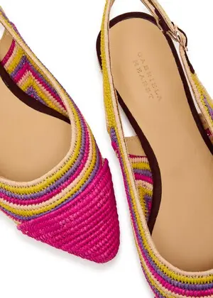 Gabriela Hearst Striped Raffia Slingback Flats - Multicolor