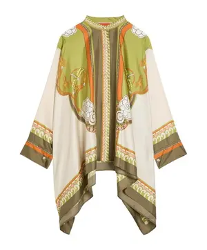 La DoubleJ Foulard Printed Asymmetric Silk Shirt - Multicolor