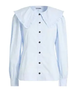 GANNI Simple Long-sleeved Shirt - Blue