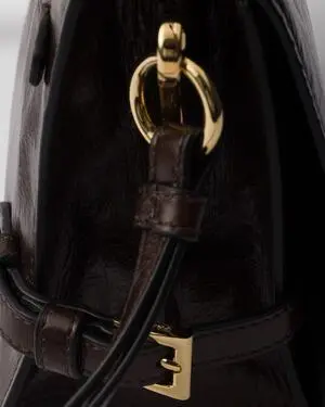 Prada Leather Shoulder Bag - Dark Brown
