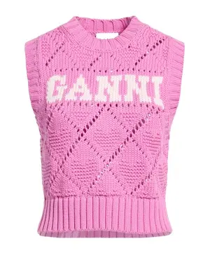 GANNI Sleeveless Cropped Knit Top - Pink