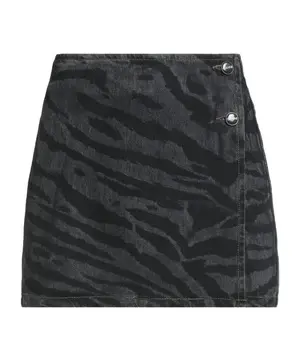 GANNI Zebra-striped Denim Wrap Skirt