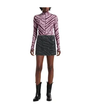GANNI Zebra-striped Denim Wrap Skirt