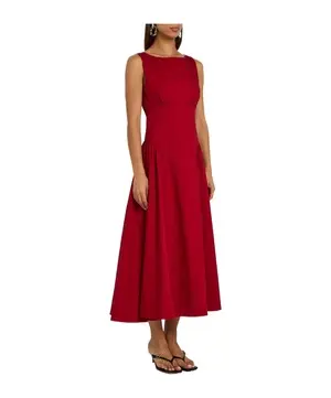 Staud Gwen Stretch-cotton Poplin Midi Dress