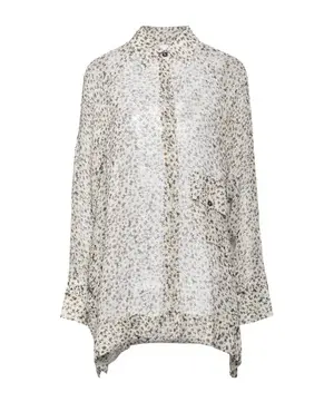 GANNI Floral Long Sleeve Chiffon Shirt