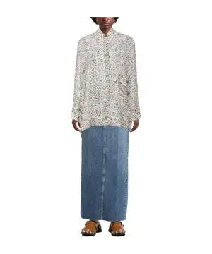 GANNI Floral Long Sleeve Chiffon Shirt