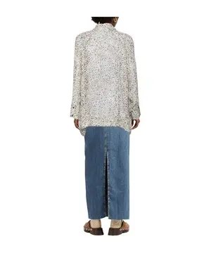GANNI Floral Long Sleeve Chiffon Shirt