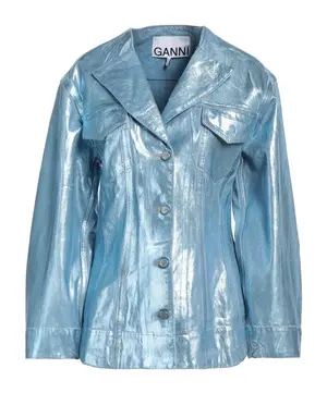 GANNI Medium Wash Coated Denim Jacket - Blue