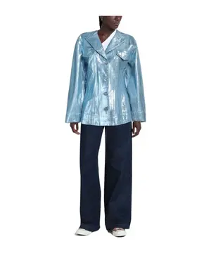 GANNI Medium Wash Coated Denim Jacket
