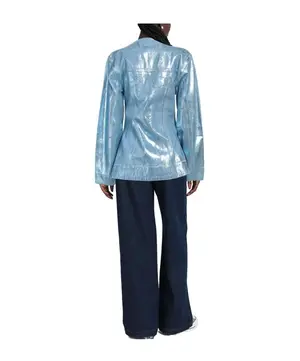 GANNI Medium Wash Coated Denim Jacket