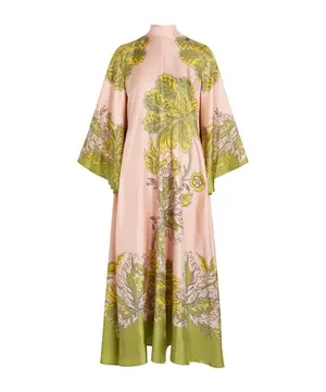 La DoubleJ Magnifico Printed Silk Maxi Dress - Nude