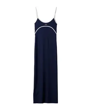 Miu Miu Spaghetti Strap Midi Dress - Blue/white