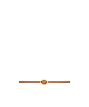 Saint Laurent Narrow Belt With Oval Buckle - Brick Color