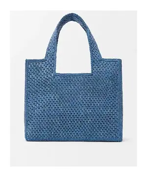 Loewe Mini Font Tote In Raffia