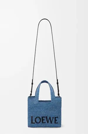 Loewe Mini Font Tote In Raffia