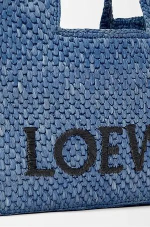 Loewe Mini Font Tote In Raffia