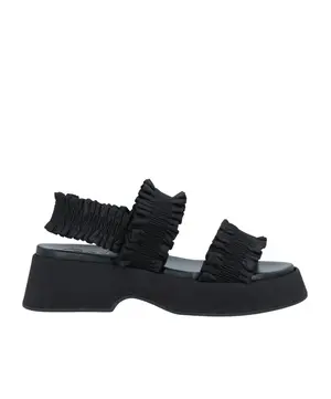 GANNI Fashion Versatile Solid Color Satin Mule Sandals - Black